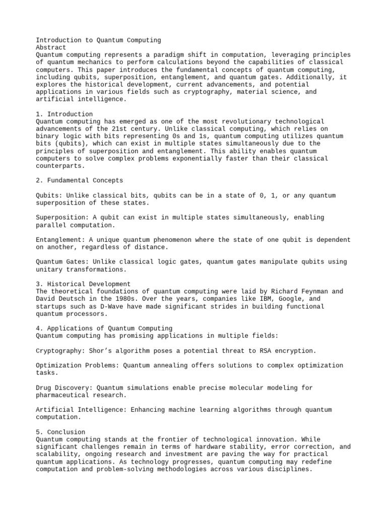 Introduction To Quantum Computing | PDF | Quantum Computing | Computing