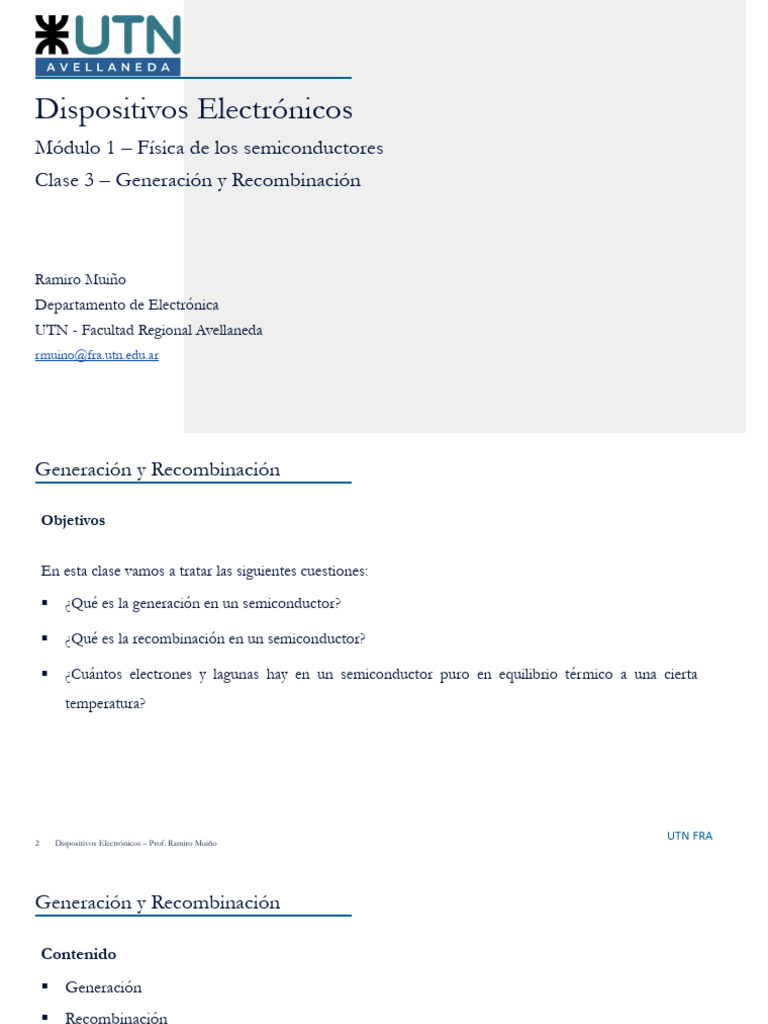 M1 - Clase 3 - GyR - Concentraciones en Equilibrio | PDF | Semiconductores | Ciencias fisicas
