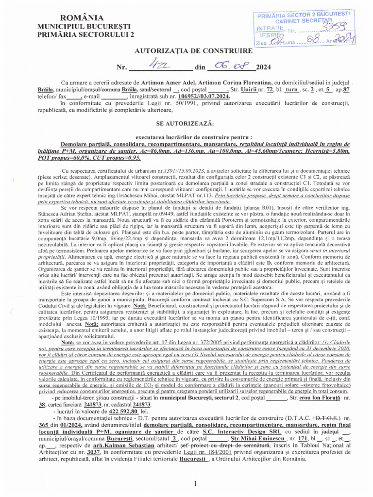 Autorizatie de Construire | PDF