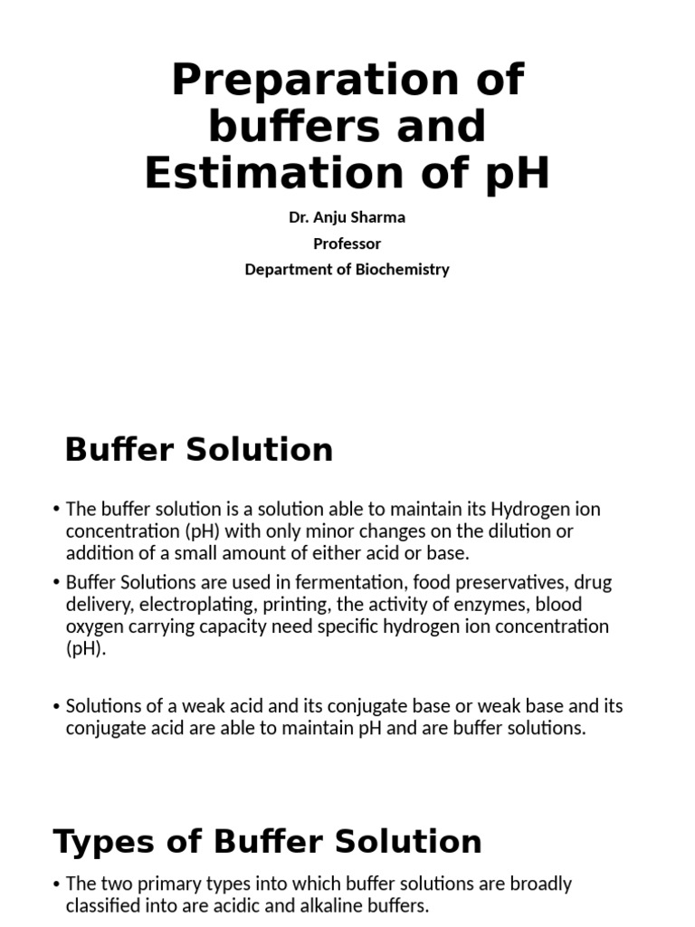Preparation of Buffers and Estimation of PH | PDF | Buffer Solution | Acid