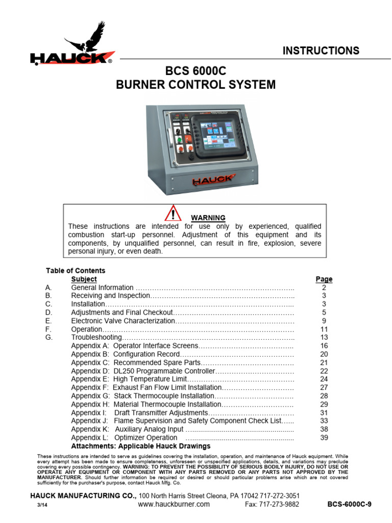 bcs6000C-9 Burnner Controller | PDF | Thermocouple | Relay