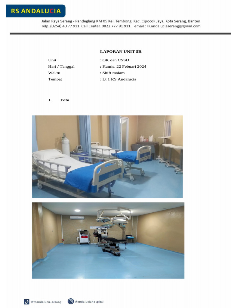 LAPORAN UNIT OK & CSSD 21 FEBUARI 2024 JAGA malam - Copy | PDF