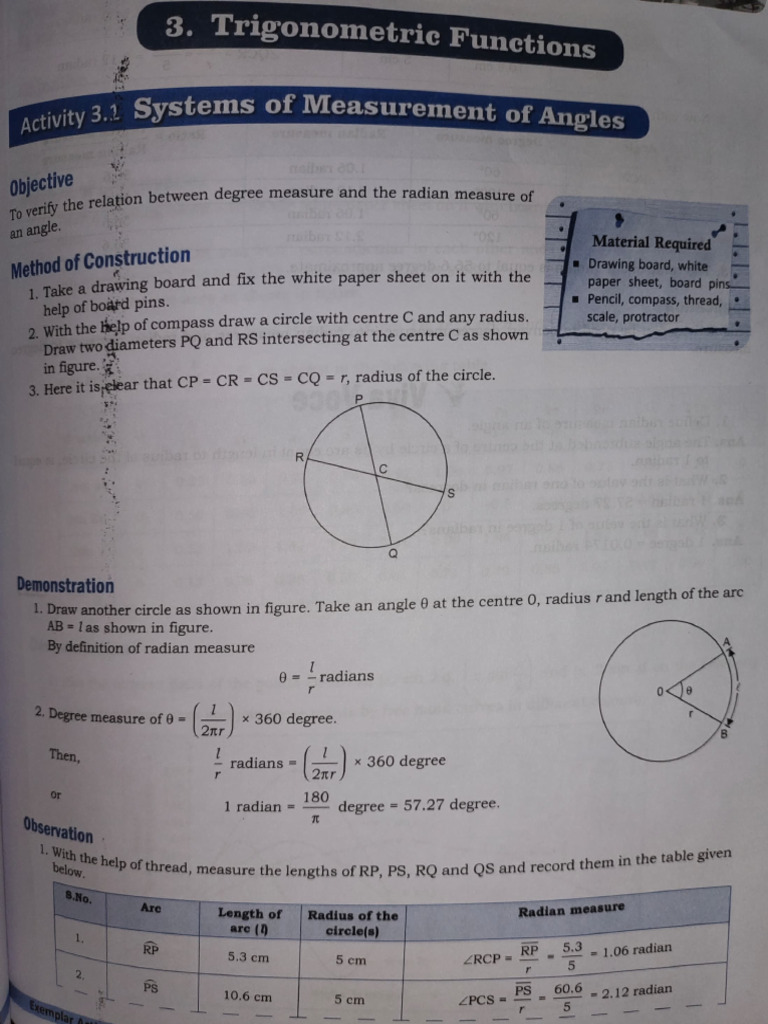 Mathematics Activity Work Class 11 Term 1 | PDF | Circle | Angle