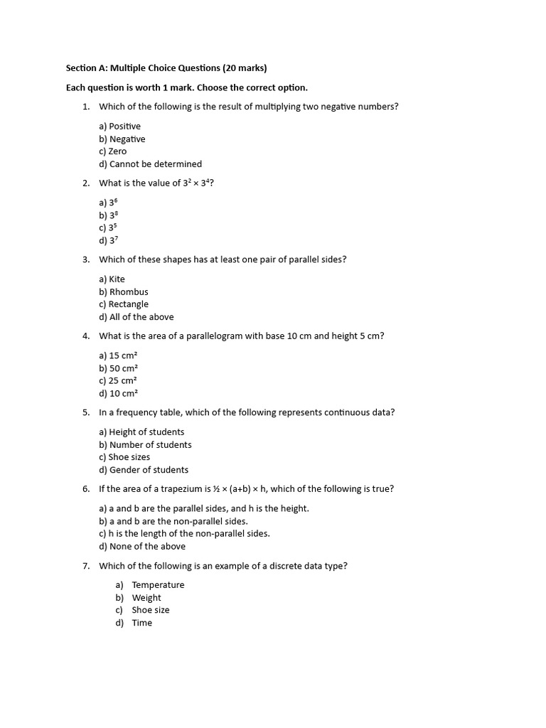 Jan 2025 Maths Final Test Grade 8 IGCSE | PDF | Rectangle | Area