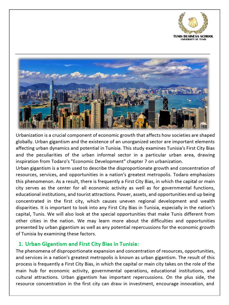 Raslen Gharssellaoui - Urban Gigantism - Minor IBE | PDF | Tunisia | Economic Inequality