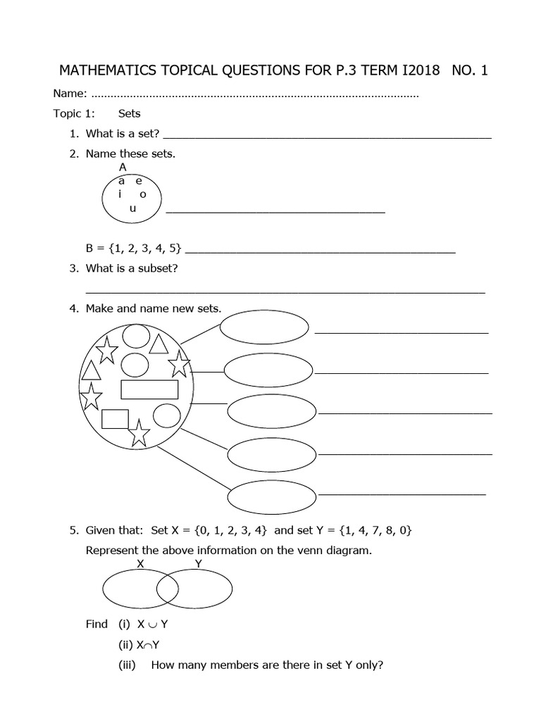 Mathematics Topical Questions For P - 3 Term I 2018 | PDF | Soil