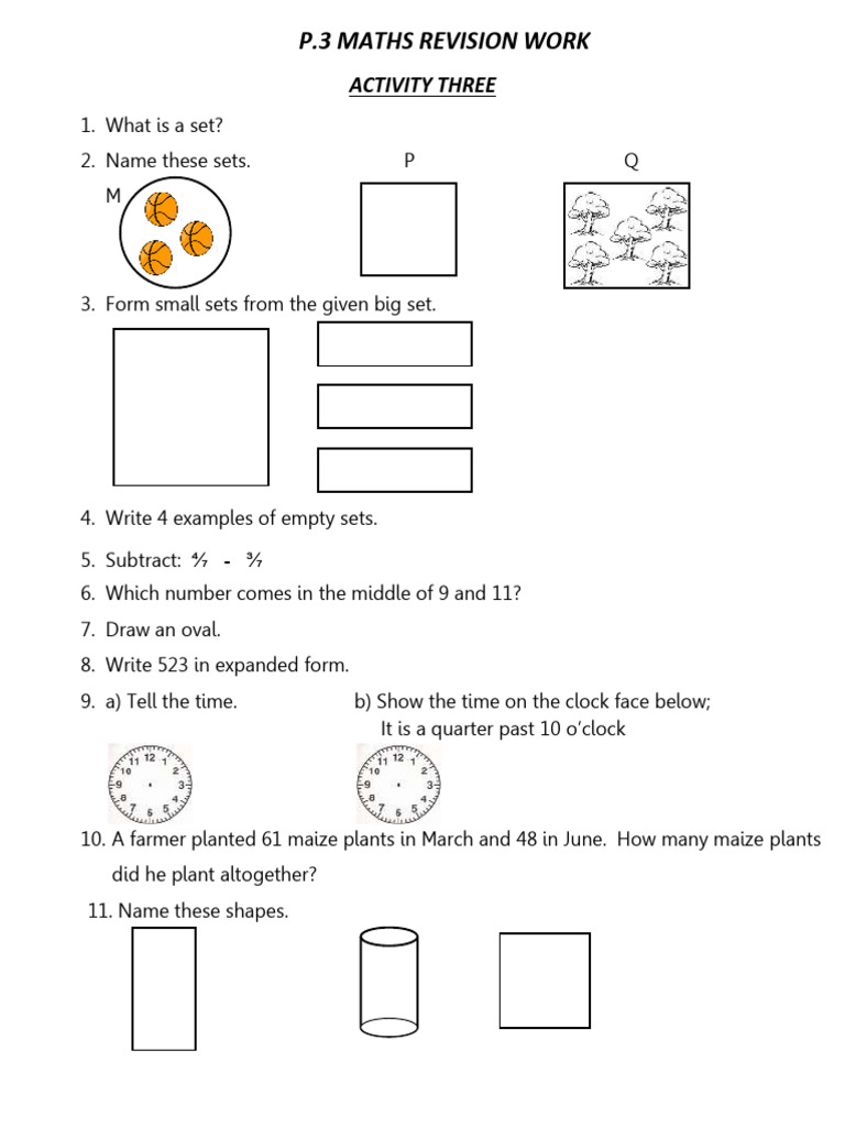 P - 3 MATHS REVISION WORK Week 3 | PDF | Prophets And Messengers In ...