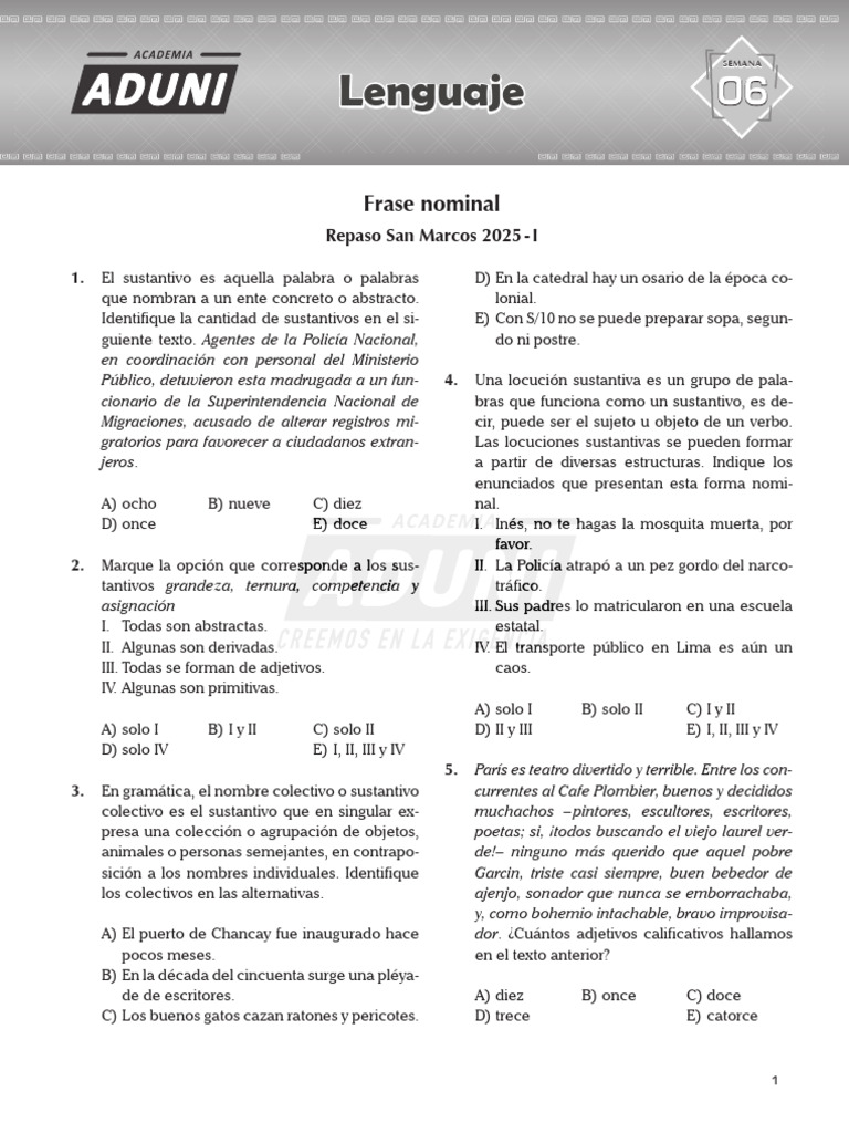 LE RSM Sem06 | PDF | Adjetivo | Pronombre