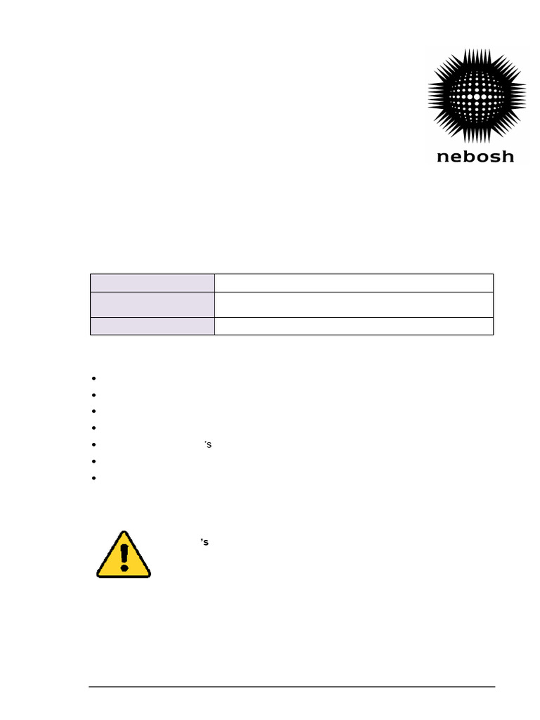 NEBOSH Exam Answer Template | PDF | Occupational Safety And Health | Risk