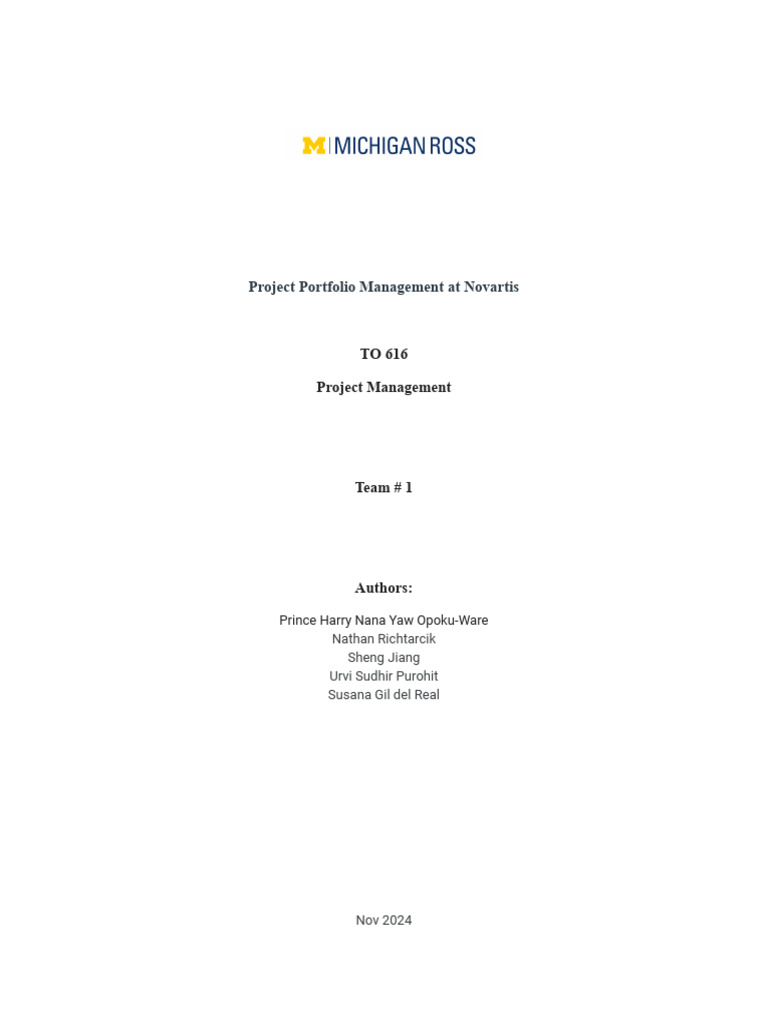Novartis Project Portfolio Management | PDF | Risk | Net Present Value