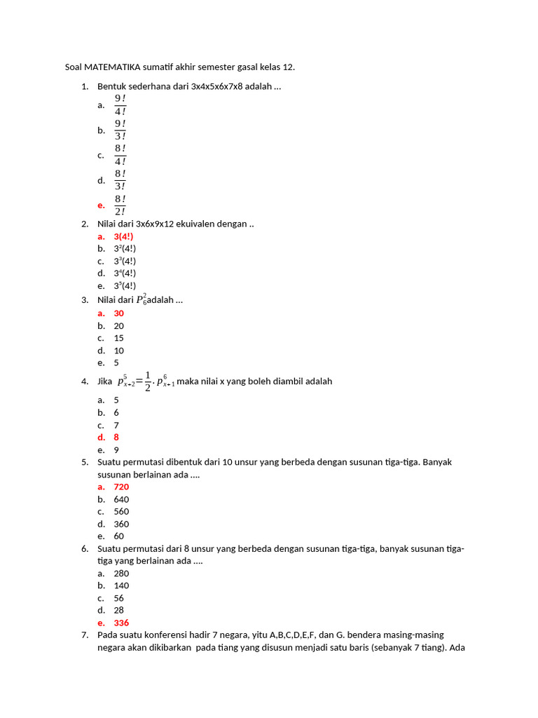 Soal Sas Mtk | PDF