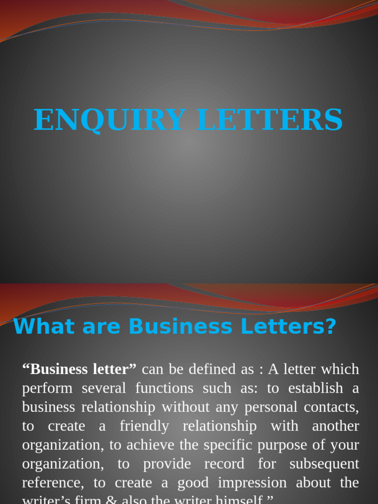Enquiry Letters | PDF | Sales | Inquiry