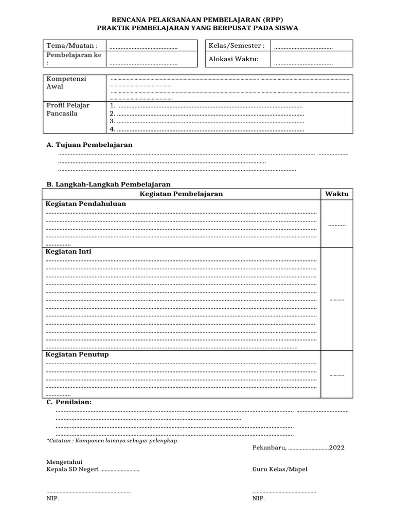 Lembar Kerja 2 - RPP Sederhana | PDF