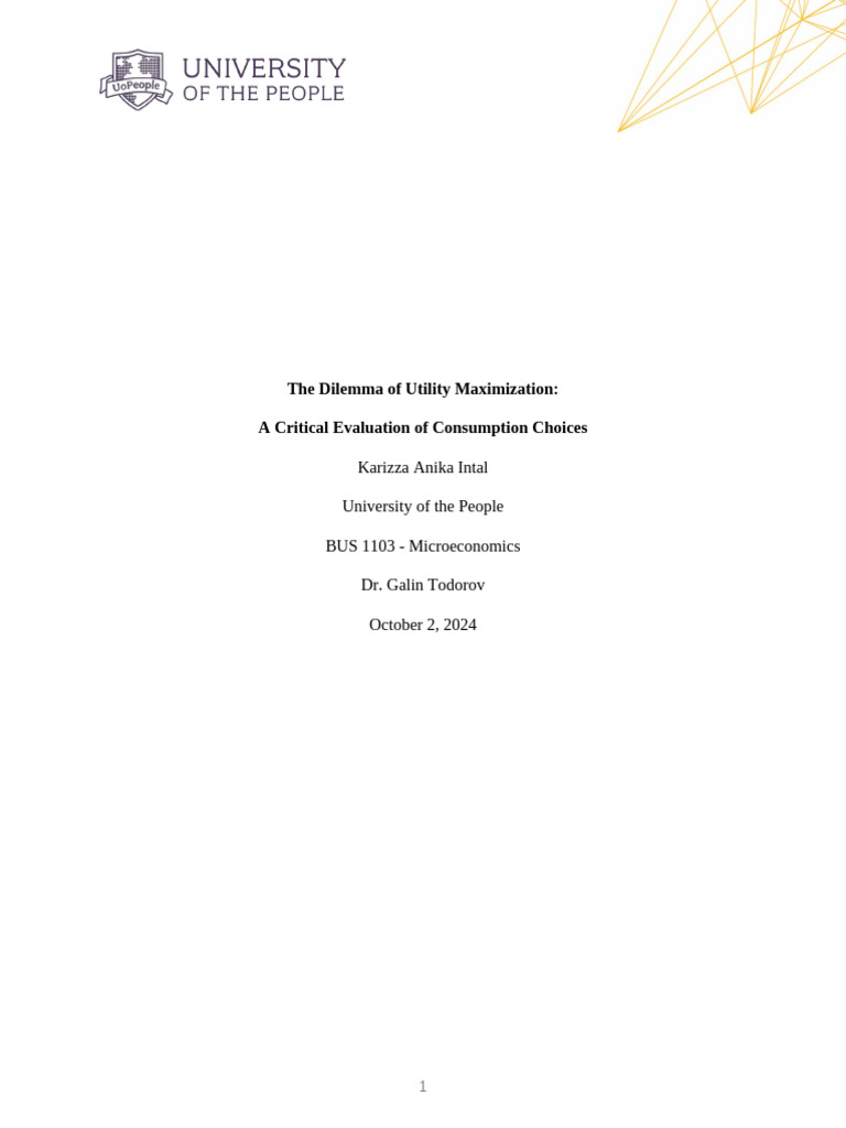 Microeconomics: Utility Choices | PDF | Utility | Consumption (Economics)
