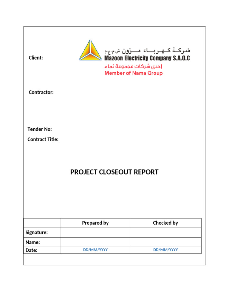 Annexure-5 - Project Closeout Report Format | PDF | Business