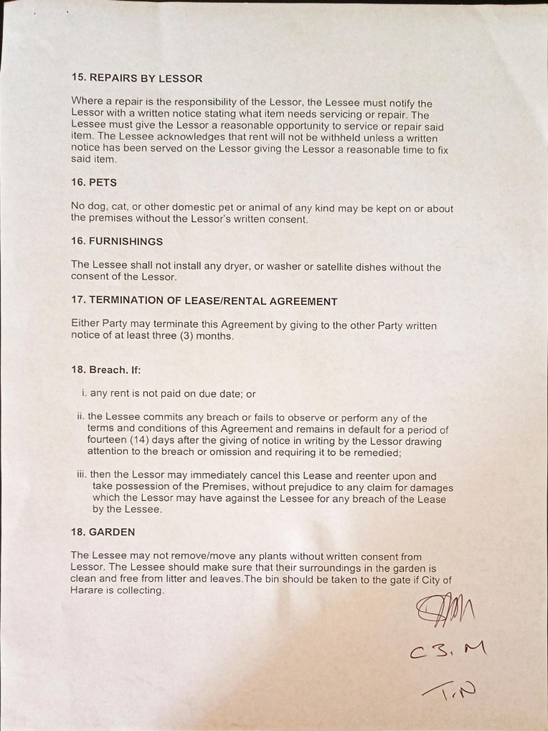 Lessor Responsibilities and Lease Terms | PDF