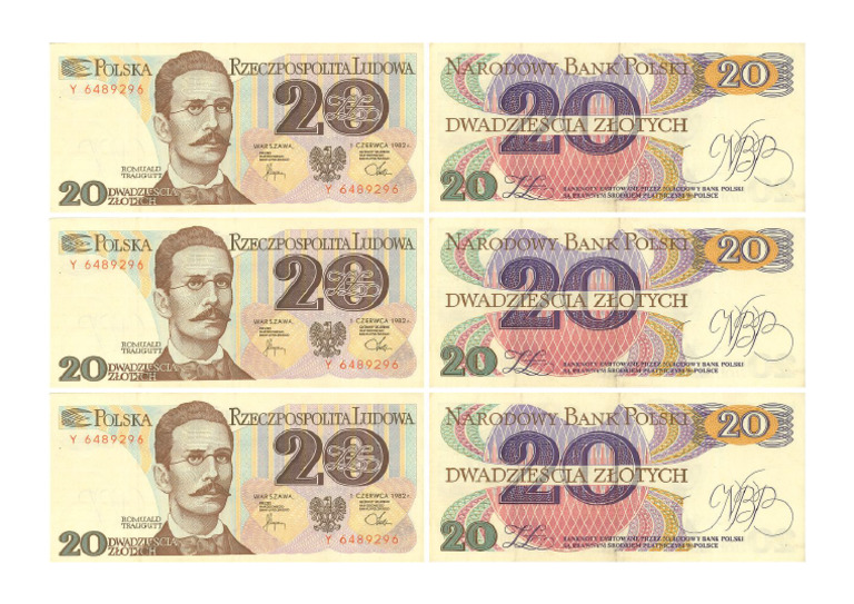20 Polish Zloty Banknote Template Paper Craft | PDF