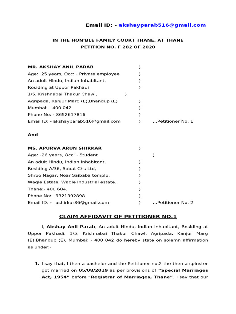 AFFIDAVIT AKSHAY | PDF | Marriage | Social Institutions
