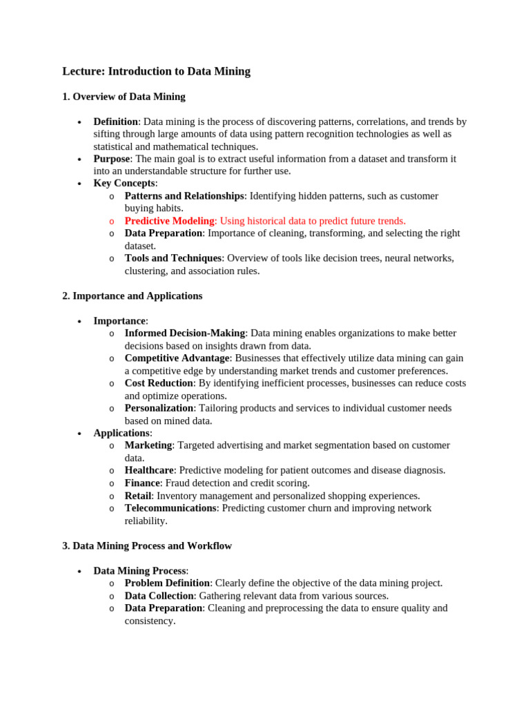 Week 1 Introduction To Data Mining | PDF | Data Mining | Predictive Analytics