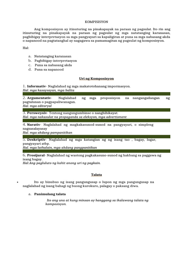 Pagsulat NG Komposisyon Compress | PDF