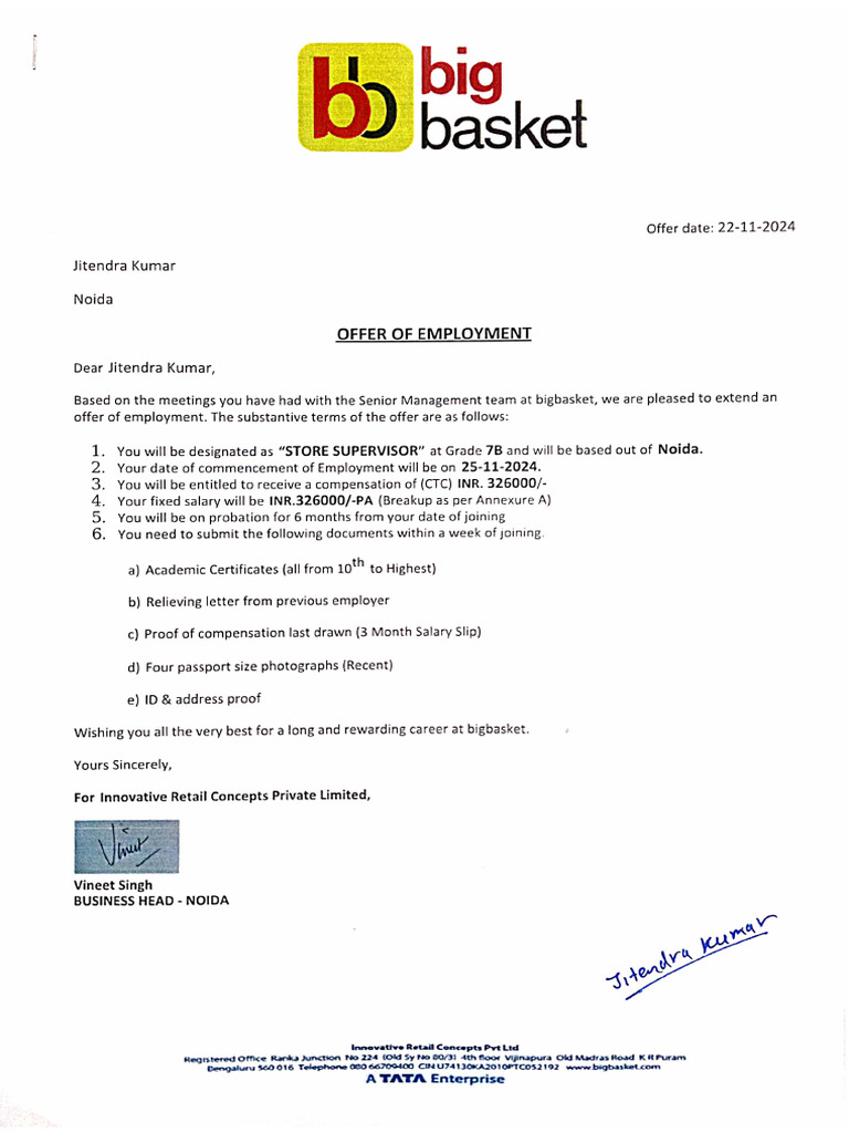 BB Offer Letter | PDF