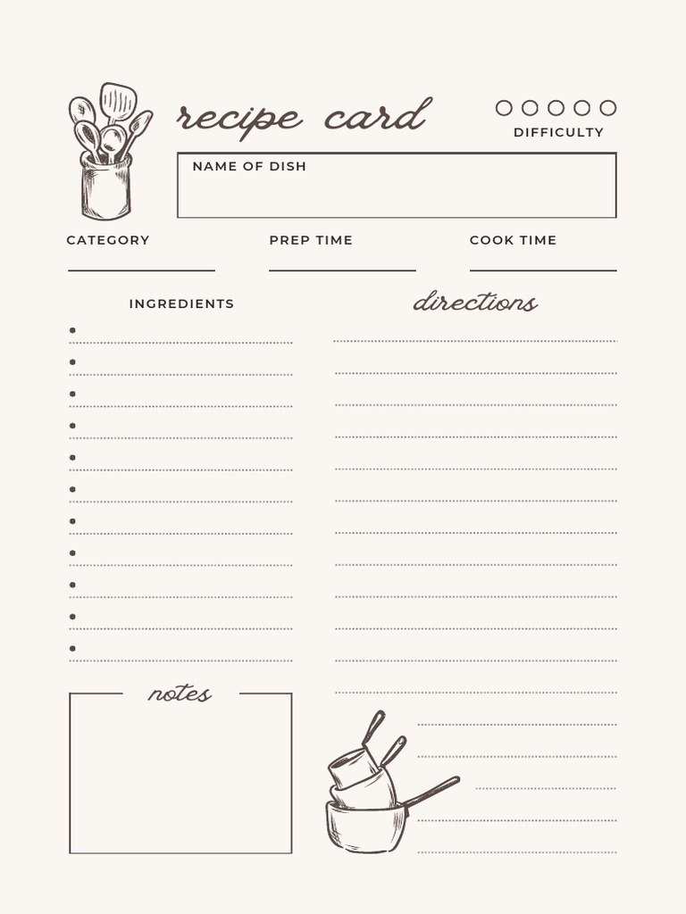 Recipe Card Template for Dishes | PDF