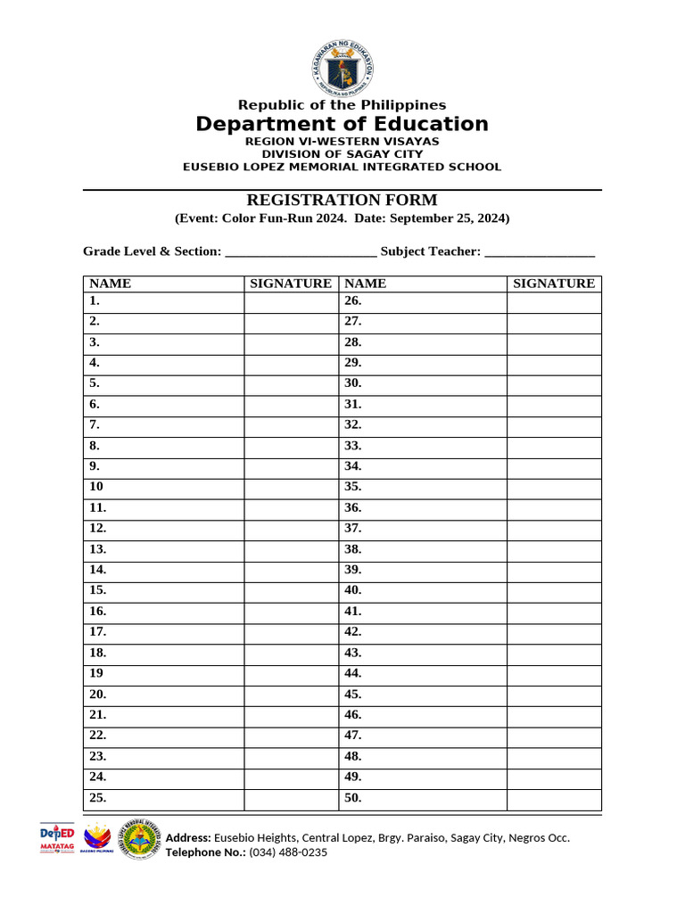 Registration Form Fun Run and Camp | PDF | Philippines