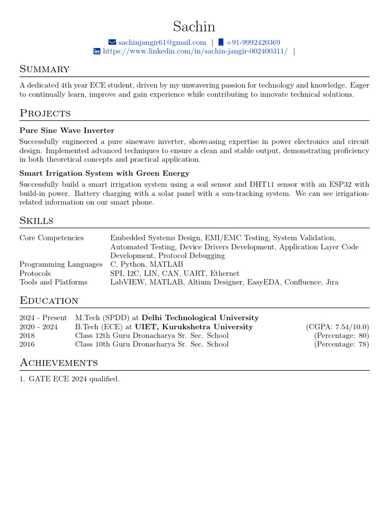 Sachin Resume | PDF