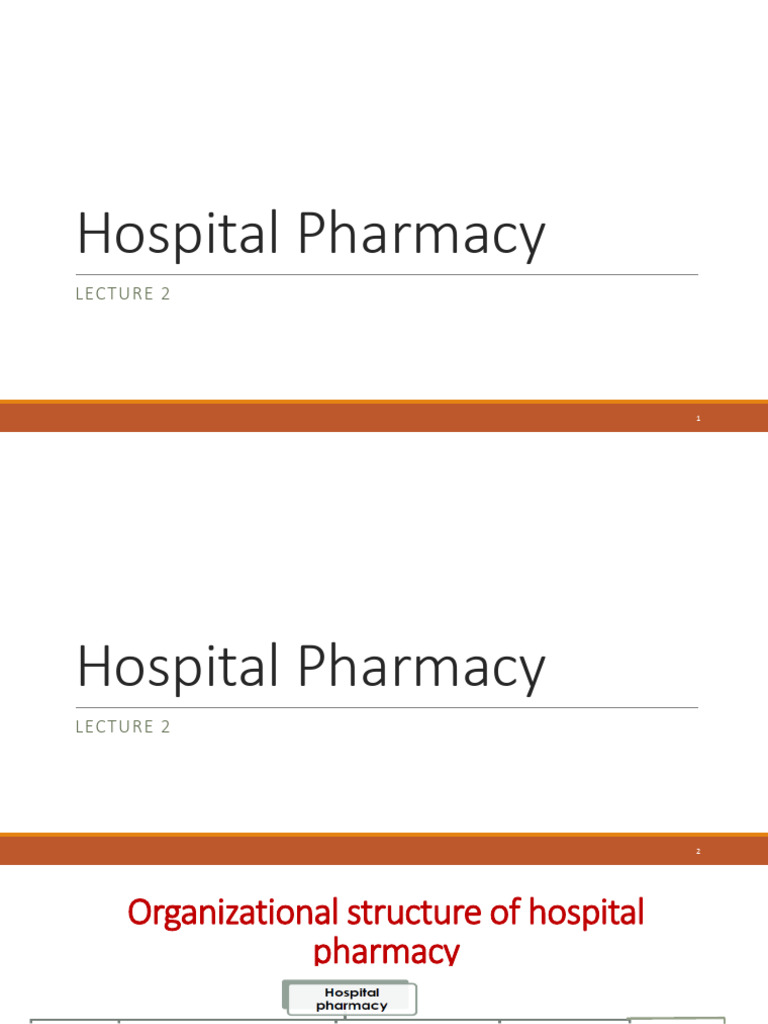Hospital-Pharmacy-lec 2 | PDF | Pharmacy | Pharmacist