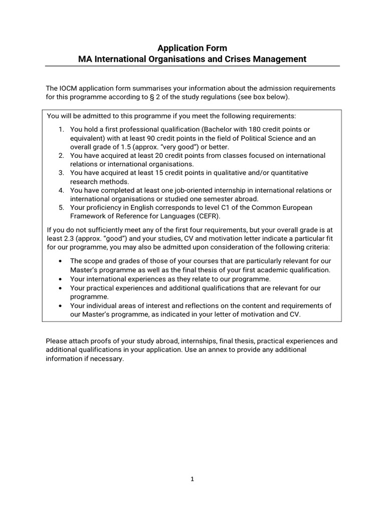 Sonderblatt IOCM | PDF | Academic Degree | Bachelor's Degree