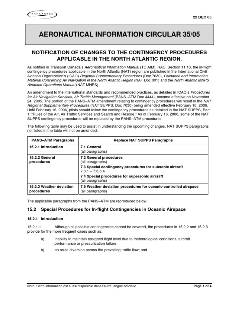 North Atlantic Flight Procedure Update | PDF | Air Traffic Control ...