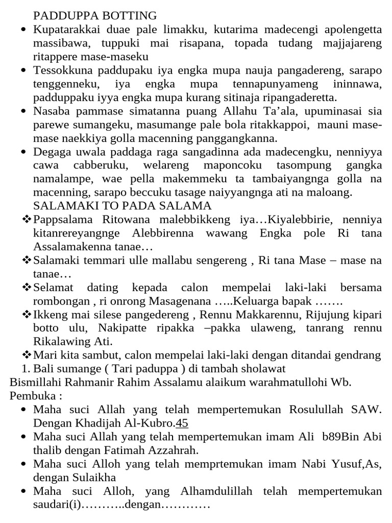 Prosesi Akad Nikah Padduppa Botting | PDF