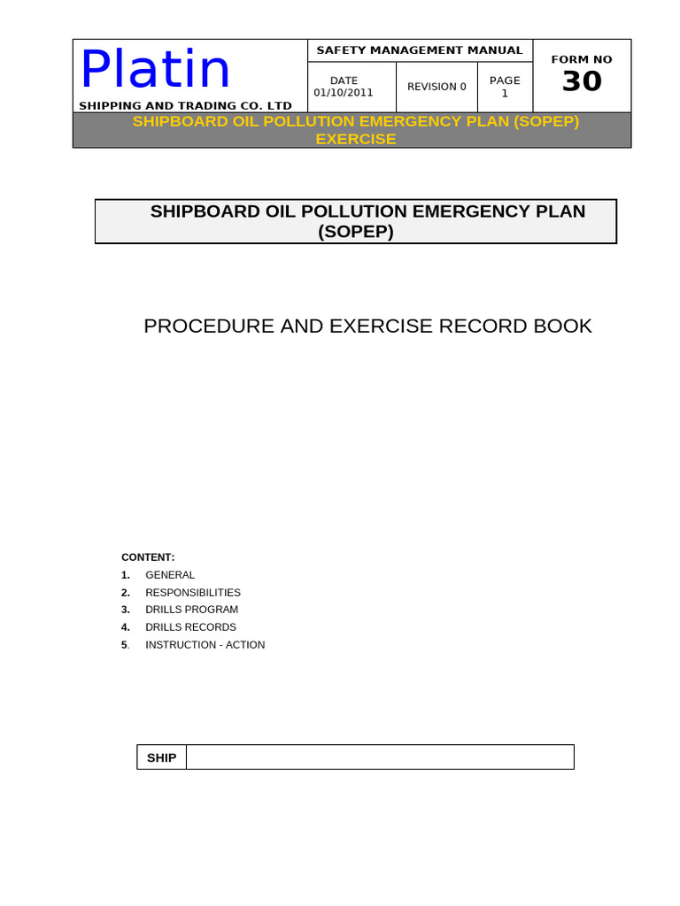 30 - Shipboard Oil Pollution Emergency Plan Exercise | PDF | Ships ...