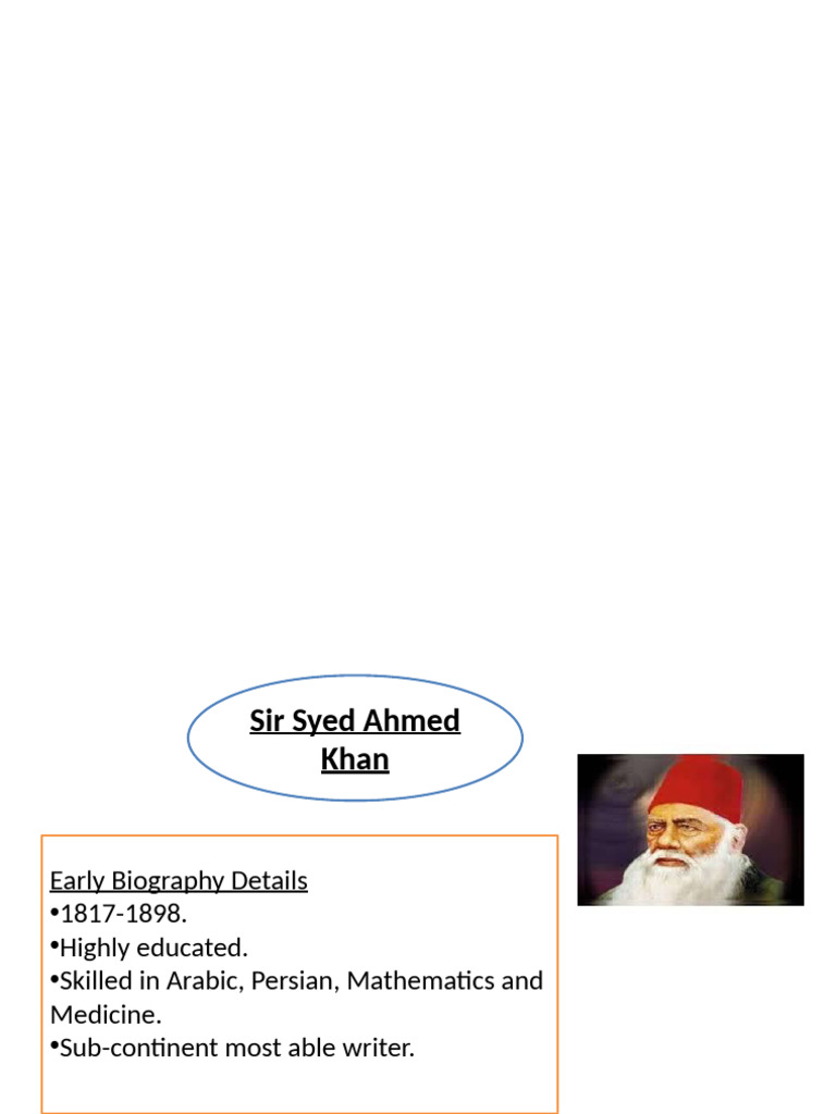 Sir Syed Ahmed Khan | PDF | Two Nation Theory | British Raj