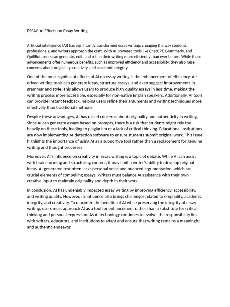 AI's Impact on Essay Writing | PDF | Artificial Intelligence ...