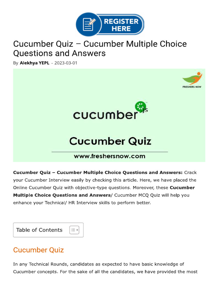 Cucumber - MCQs Easy 3 | PDF