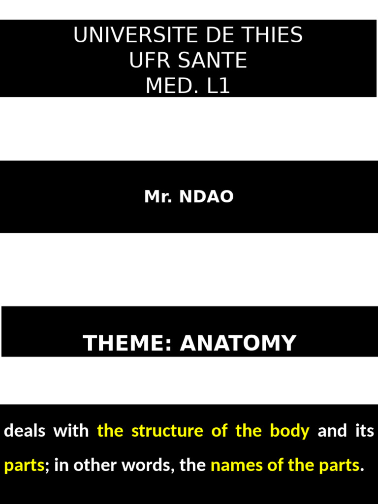 Cour 2 UNIVERSITE DE THIES | PDF | Anatomy | Human Anatomy