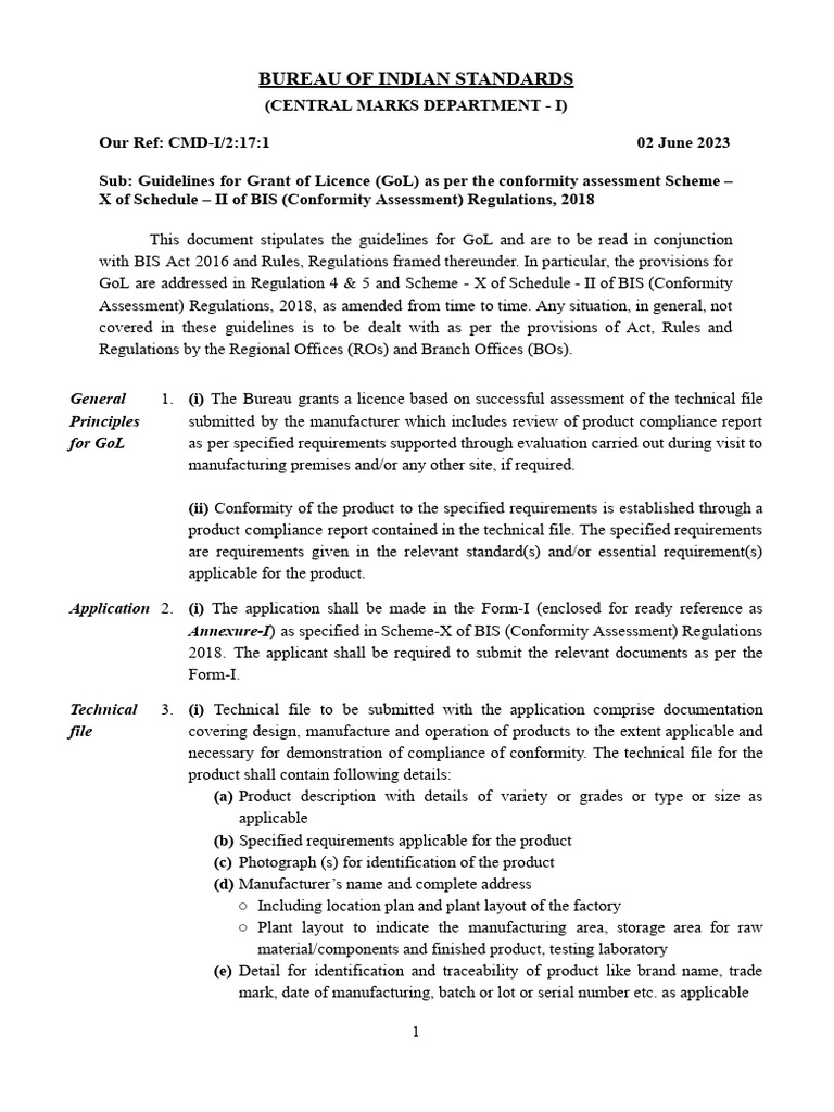 Guidelines for Grant of Licence | PDF | License | Quality Assurance