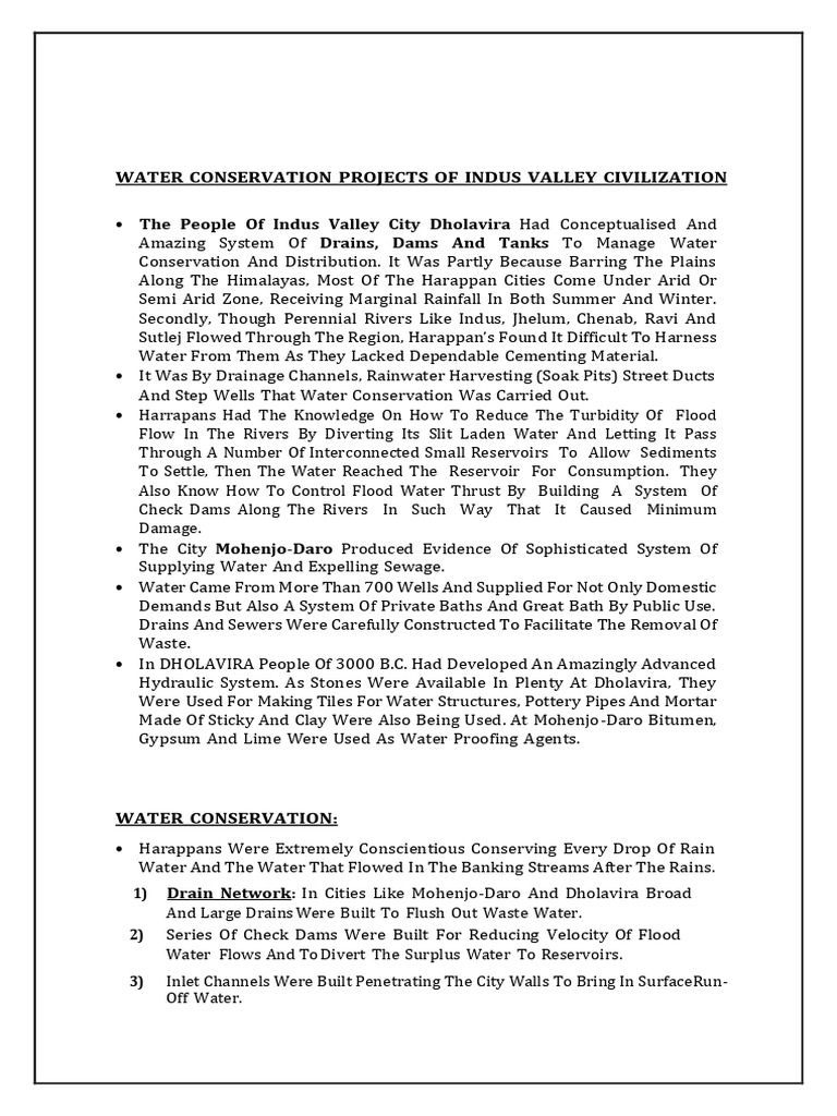 Class 05 Water Conservation Projects of Indus Valley Civilization ...