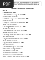 Class 10 Arithmetic Progression Worksheet | PDF | Mathematics | Arithmetic