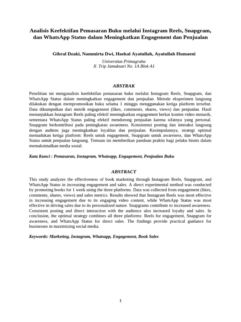 Efektivitas Pemasaran Buku di Media Sosial | PDF