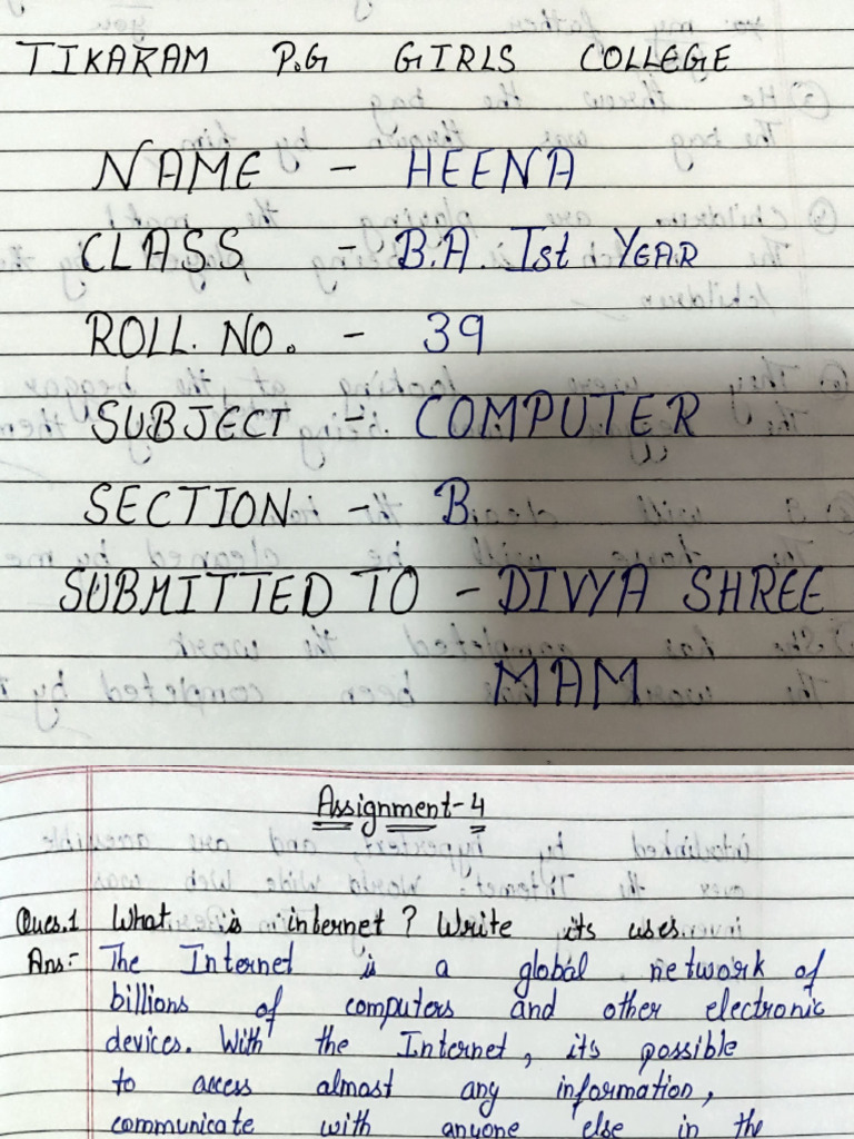Heena Ba 1st Year (39) Assignment 4 | PDF