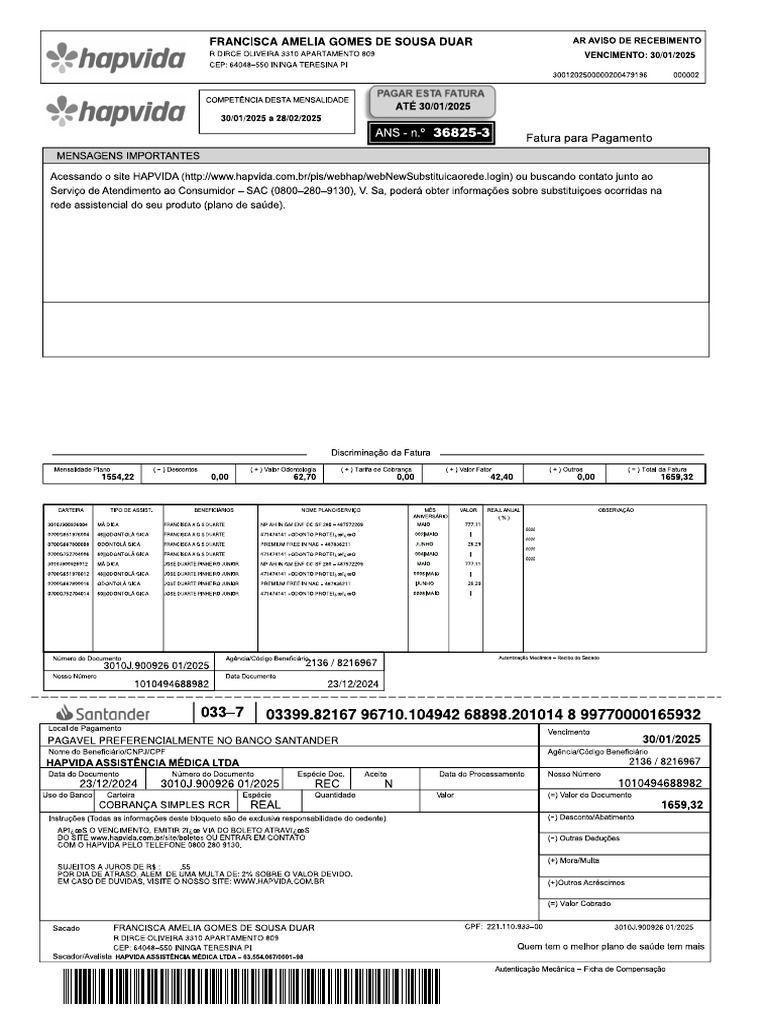 Boleto Hapvida | PDF