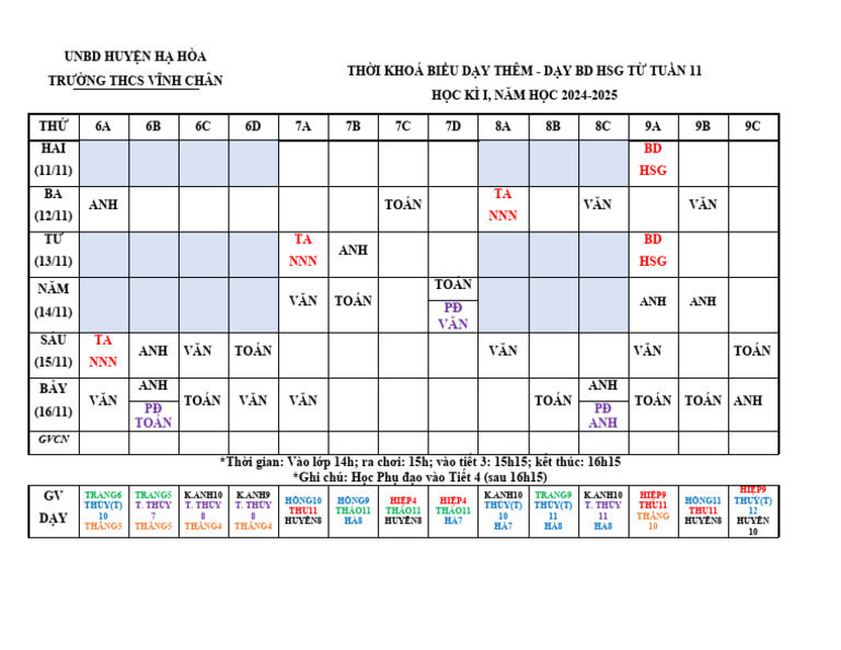 Tuan11.Tkb Dạy Thêm 24-25 | PDF
