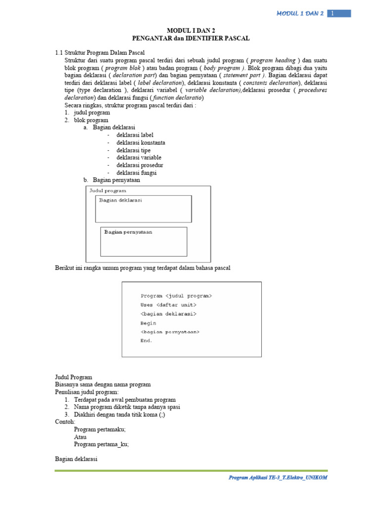 Panduan Dasar Pemrograman Pascal | PDF