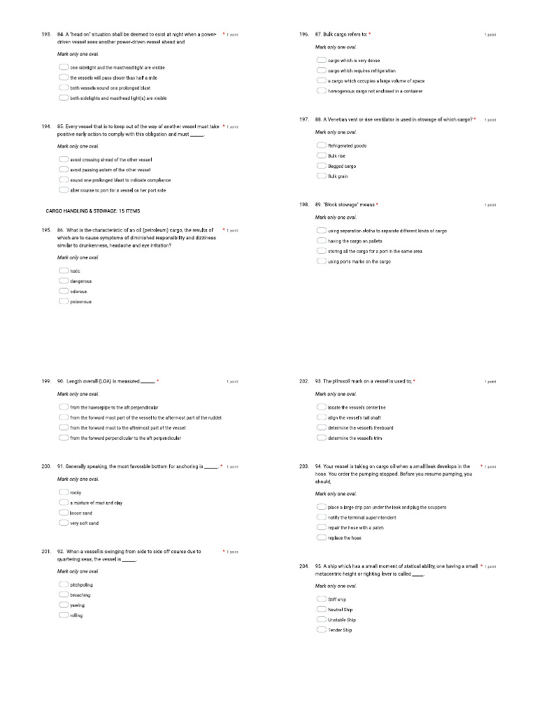 Msap Diagnostic Test 2024 Deck v.2 Cargohandlingq | PDF
