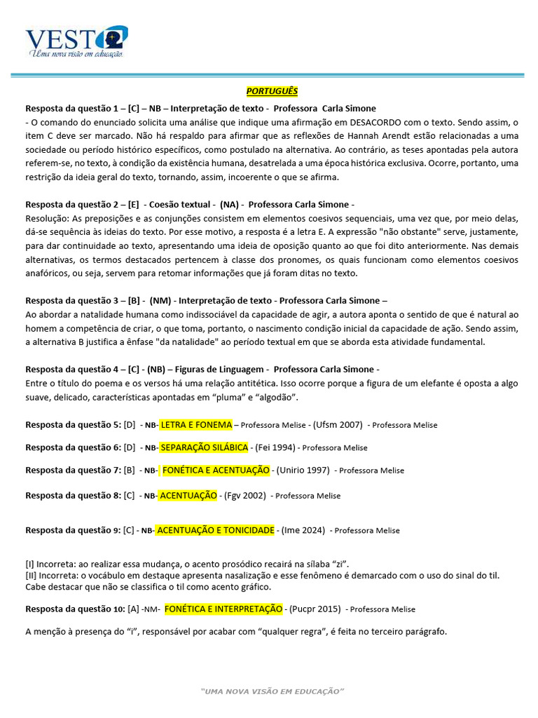 Gabarito - SM - 01 - 2024 - Port - Fís - Quí - Red - Modelo - A | PDF | Estresse (Linguística ...