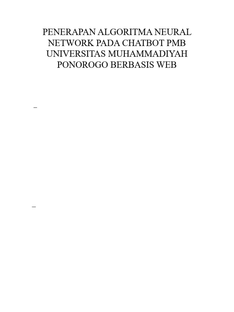 Penerapan Algoritma Neural Network Pada Chatbot PMB Universitas ...