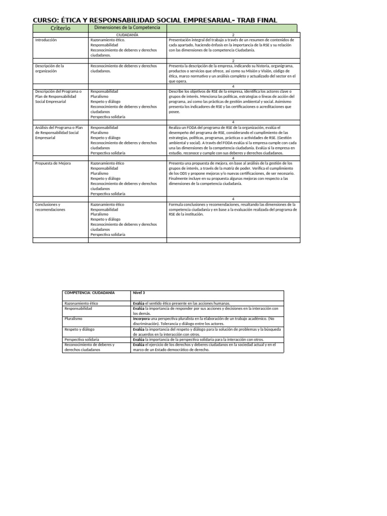 Rubrica Trab Final 2021 2 | PDF | Responsabilidad social corporativa