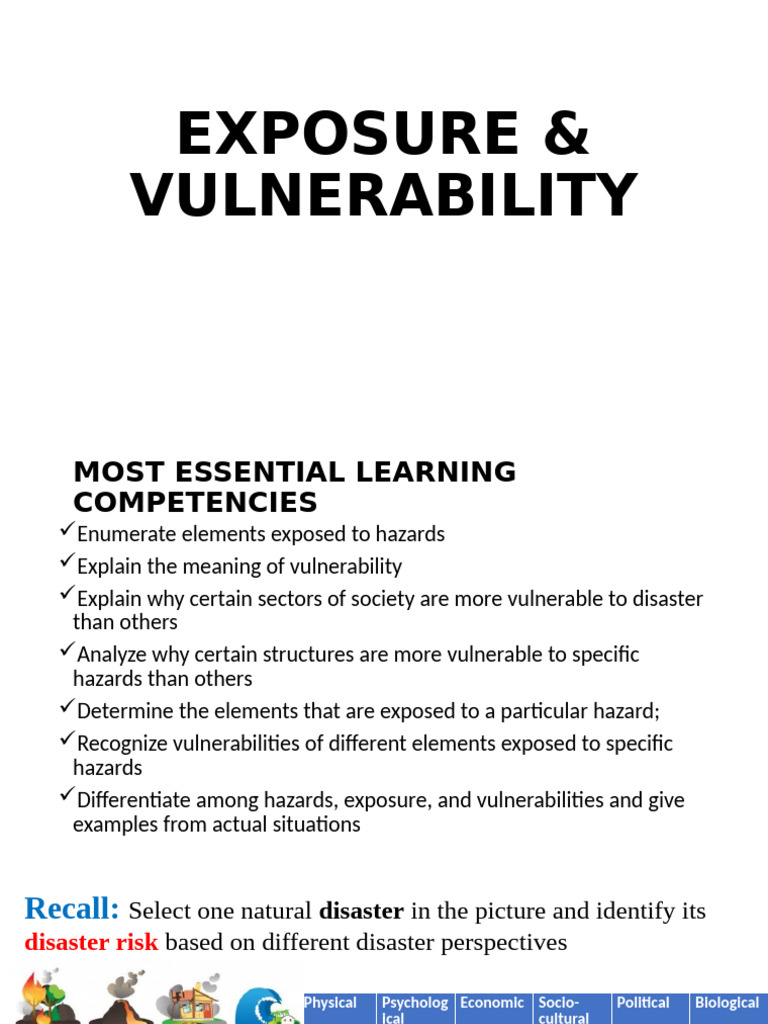 2 Exposure Vulnerability 1 | PDF | Natural Disasters | Hazards